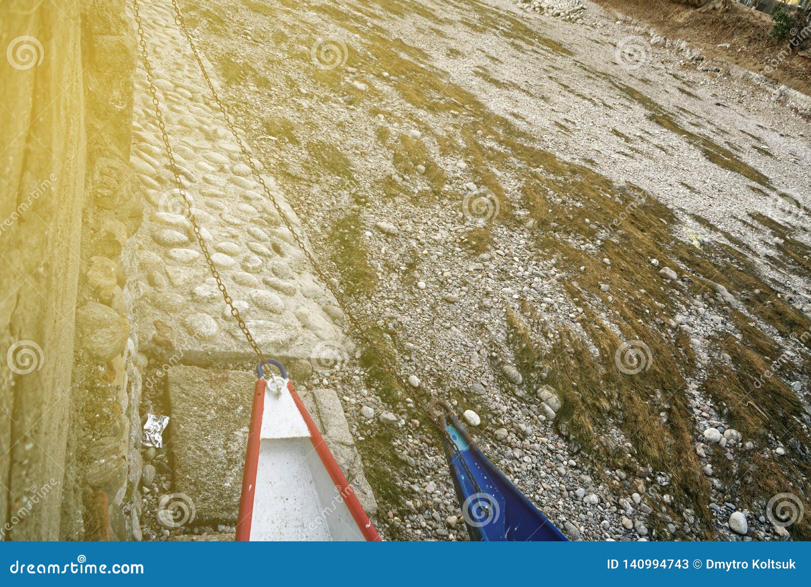 River Drought, Boat without Water Due Global Warming Stock Image ...