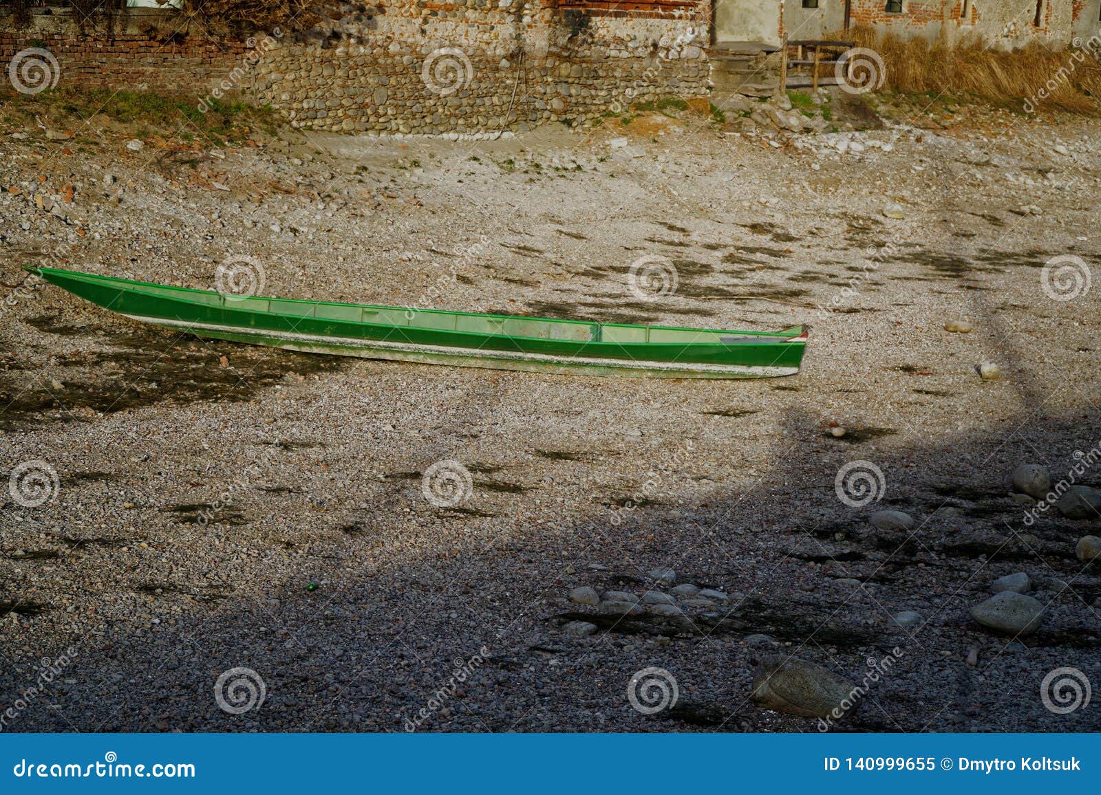 River Drought, Boat without Water Due Global Warming Stock Image ...