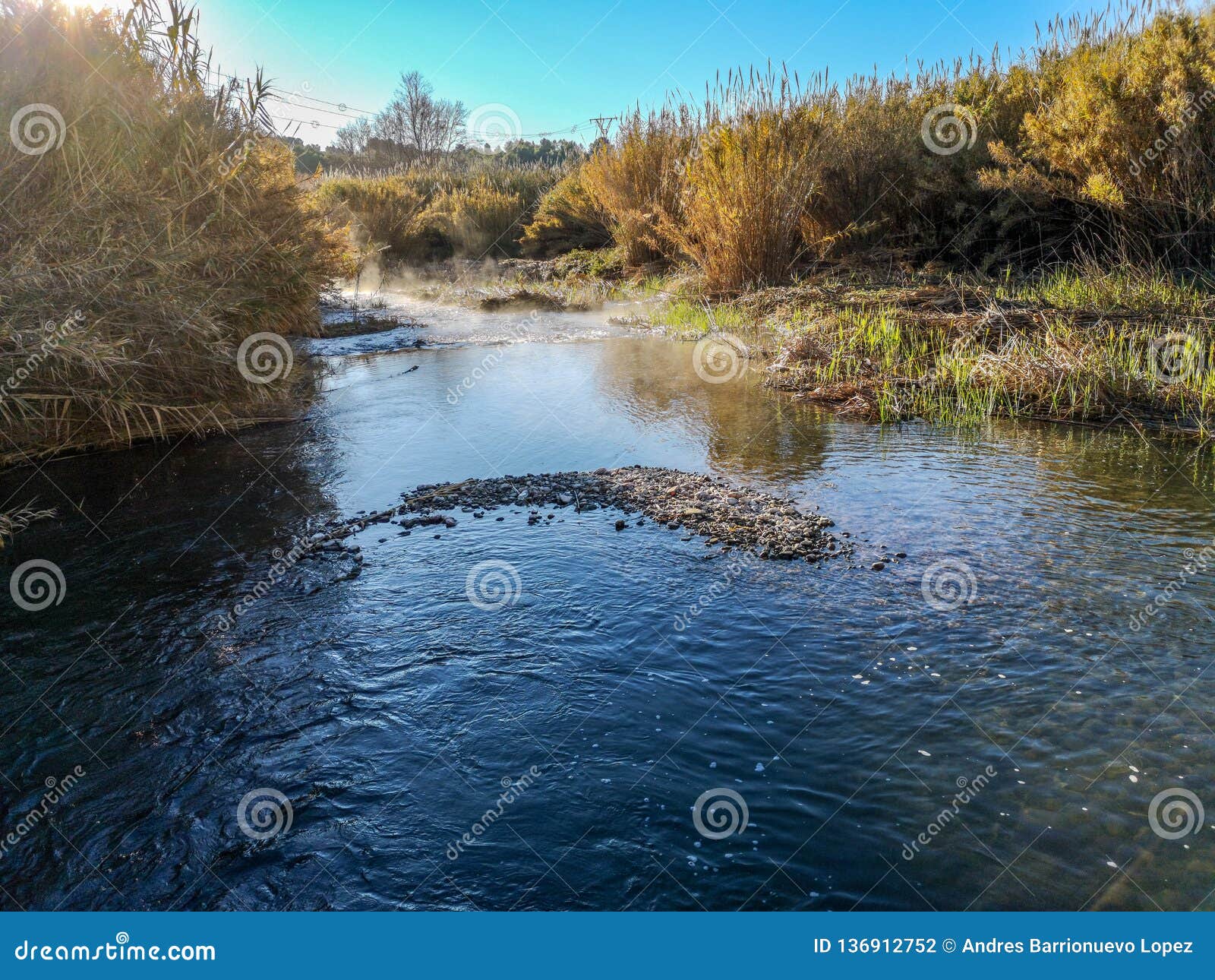 River with Evaporating on a Very Cold Morning Stock Photo - Image of ...