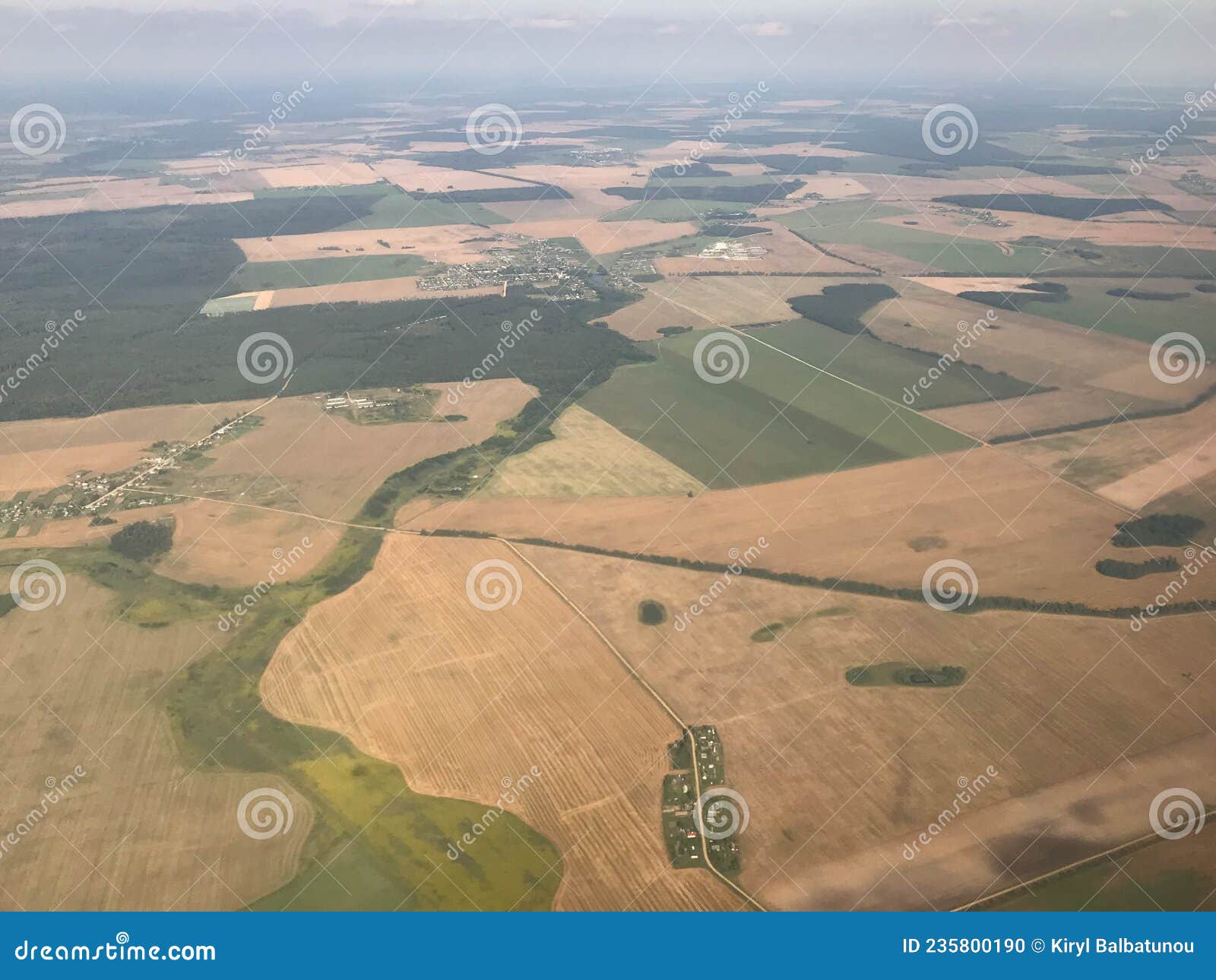 River and Fields Top View. Photographed from the Drone. Beautiful View ...