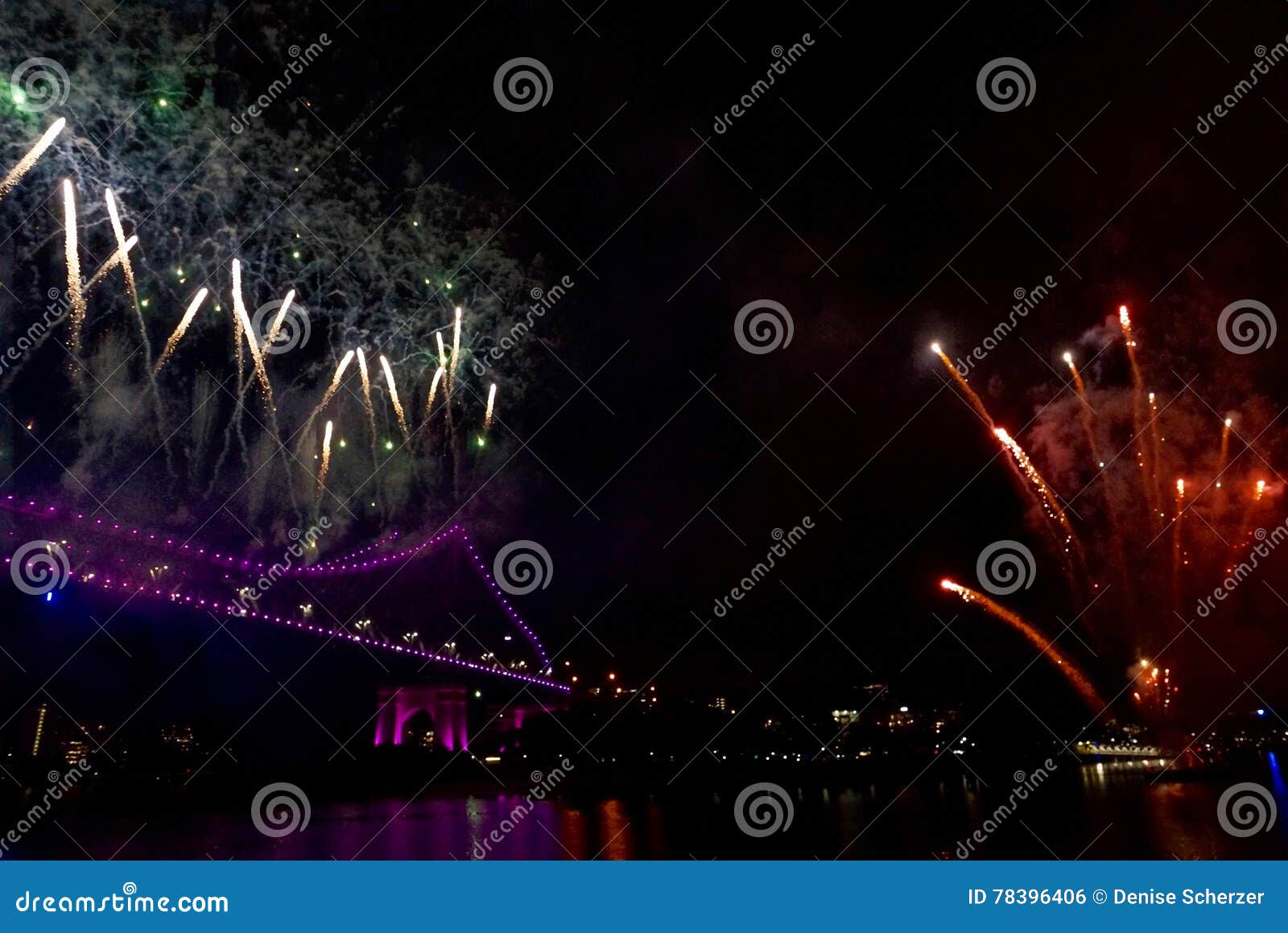 River Fireworks Celebration Stock Photo - Image of river, streamers ...