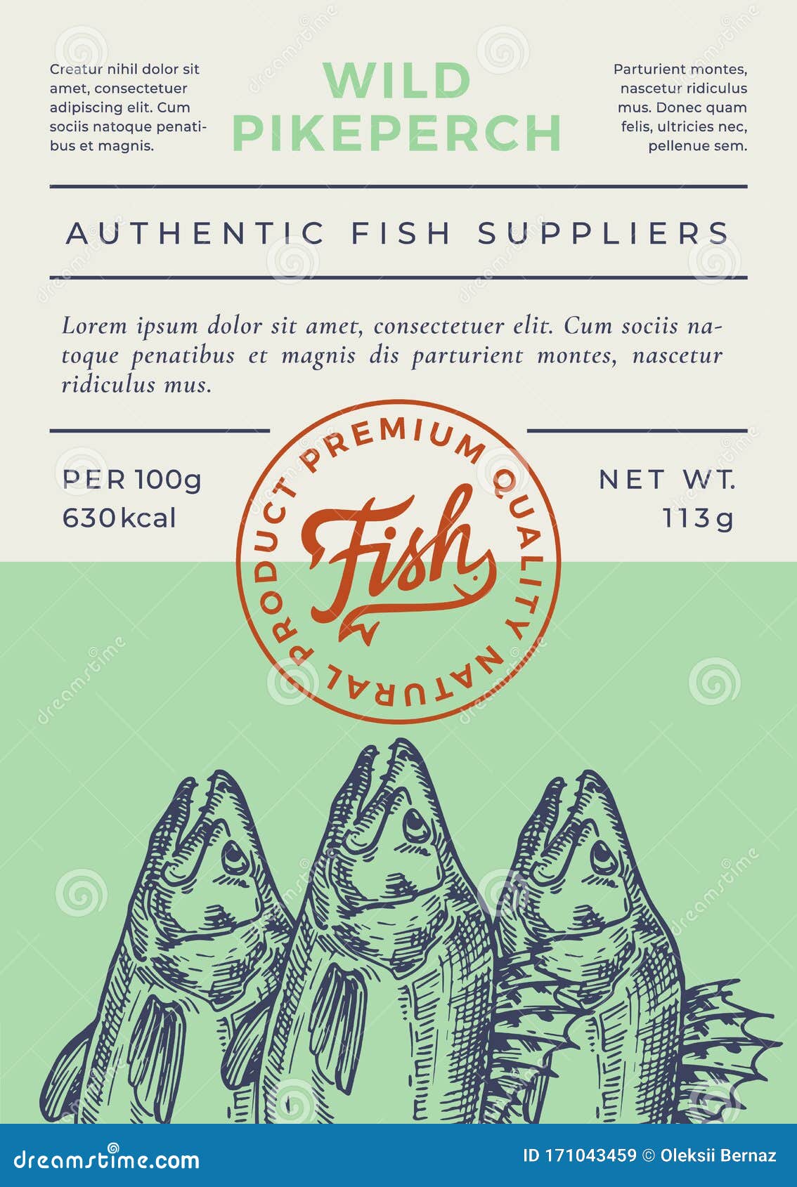 River Fish Abstract Vector Packaging Design Or Label. Modern Typography ...