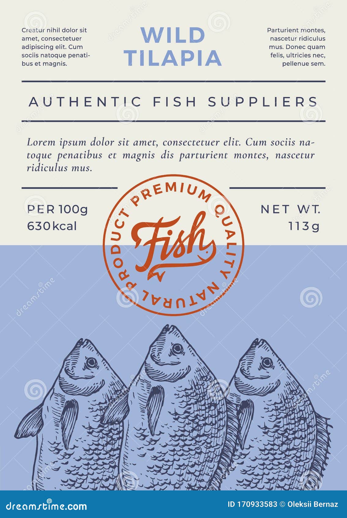 River Fish Abstract Vector Packaging Design Or Label. Modern Typography ...