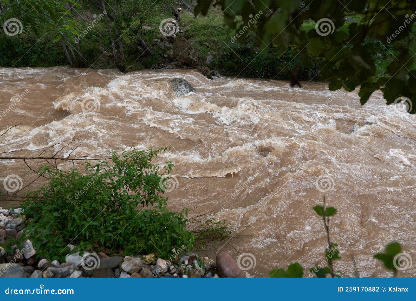 River flash flood stock photo. Image of heavy, storm - 259170882