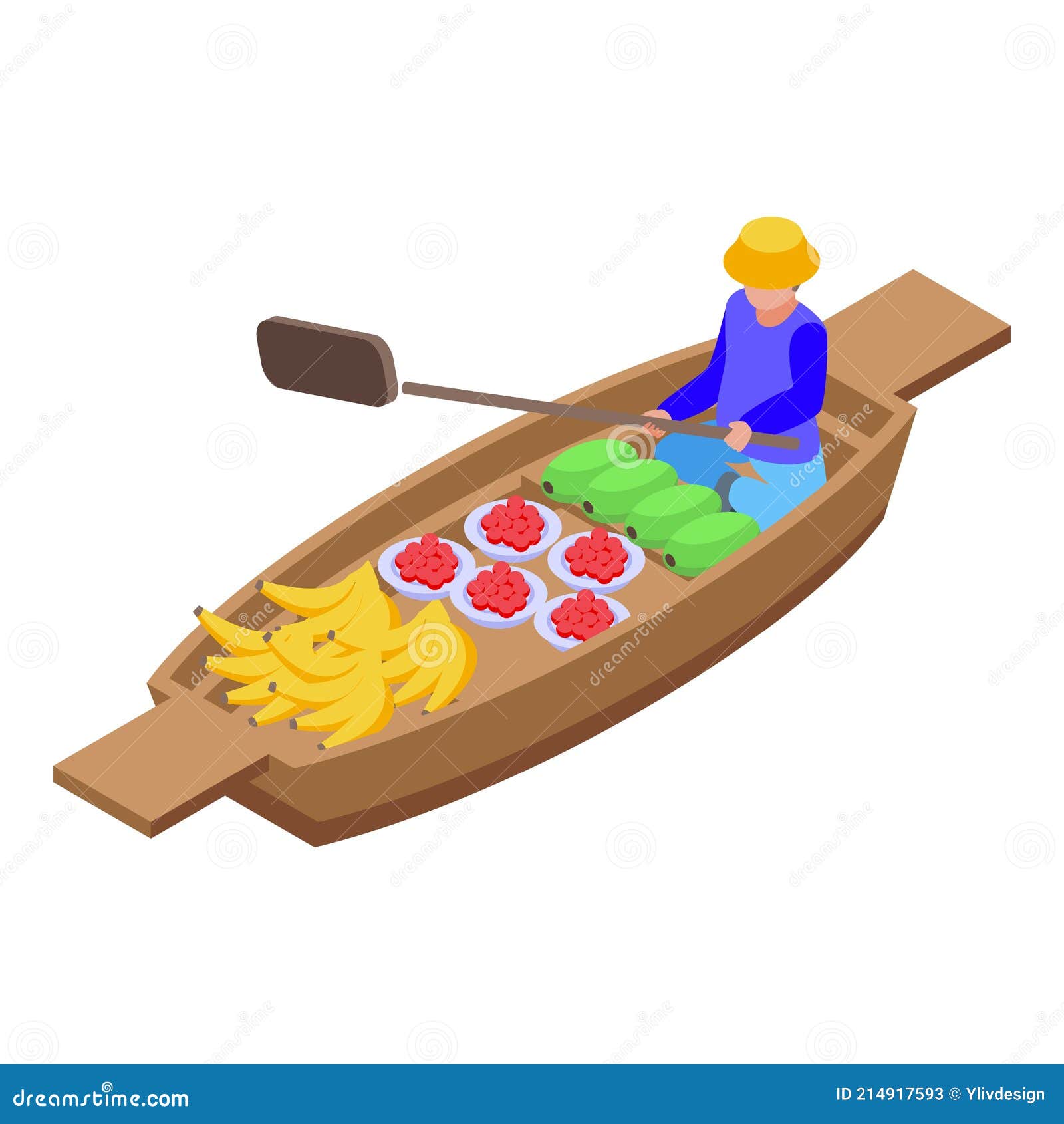 River Floating Market Icon, Isometric Style Stock Vector - Illustration ...