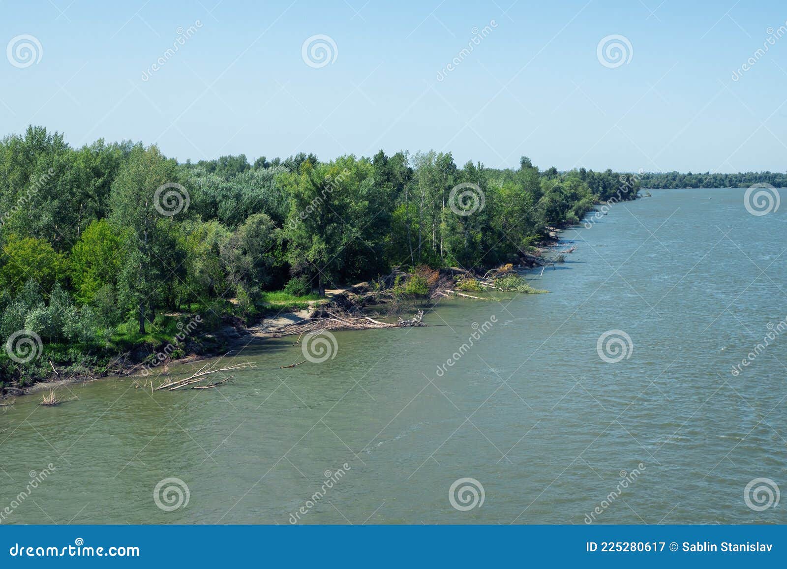 The River Flooded the Bank with Trees. River Flood Stock Image - Image ...