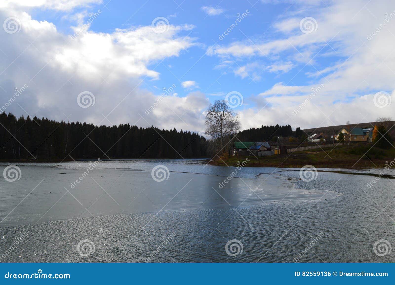 River flooded in spring stock photo. Image of flooded - 82559136