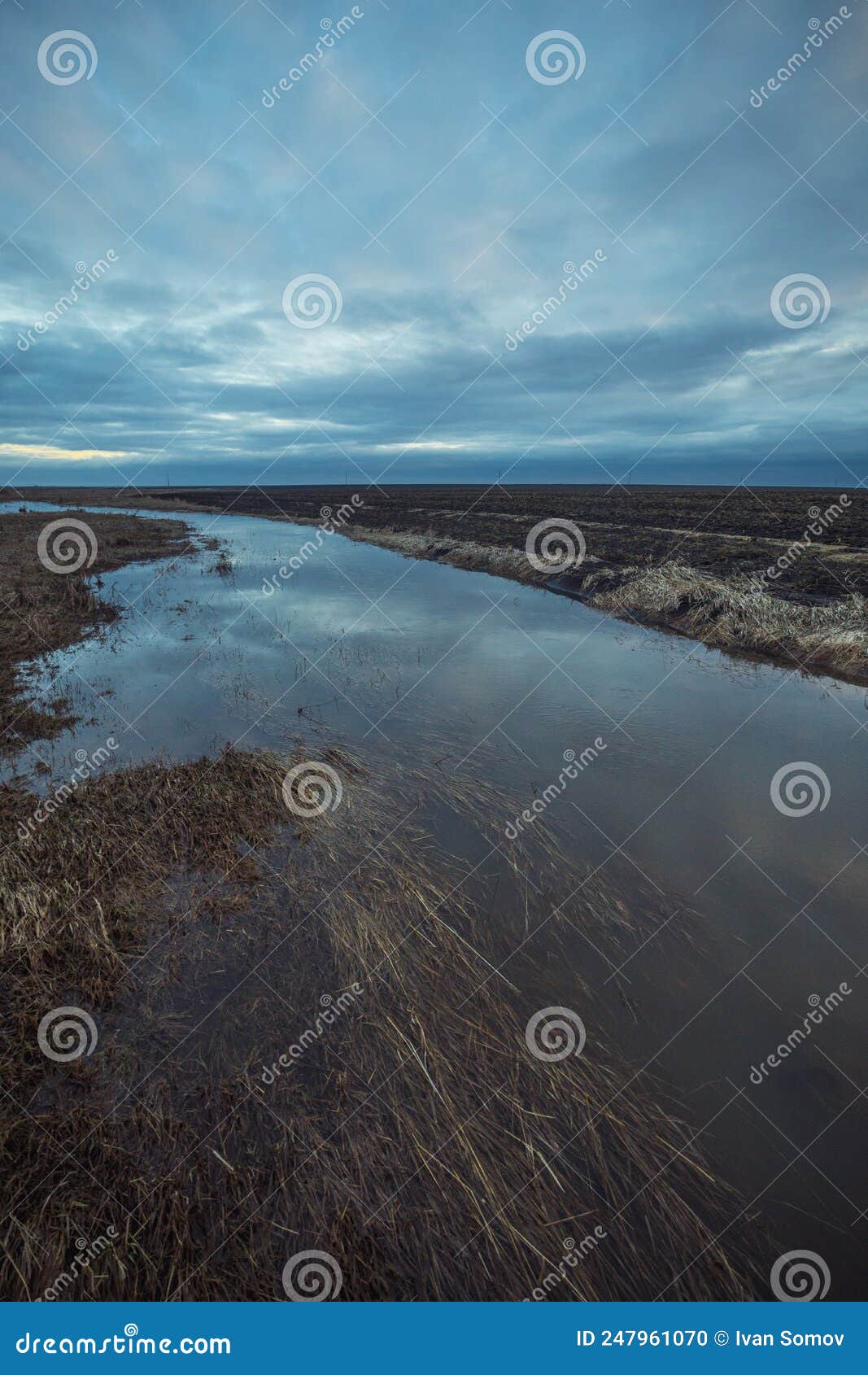 River Flooding in Spring in April Stock Photo - Image of landscape ...