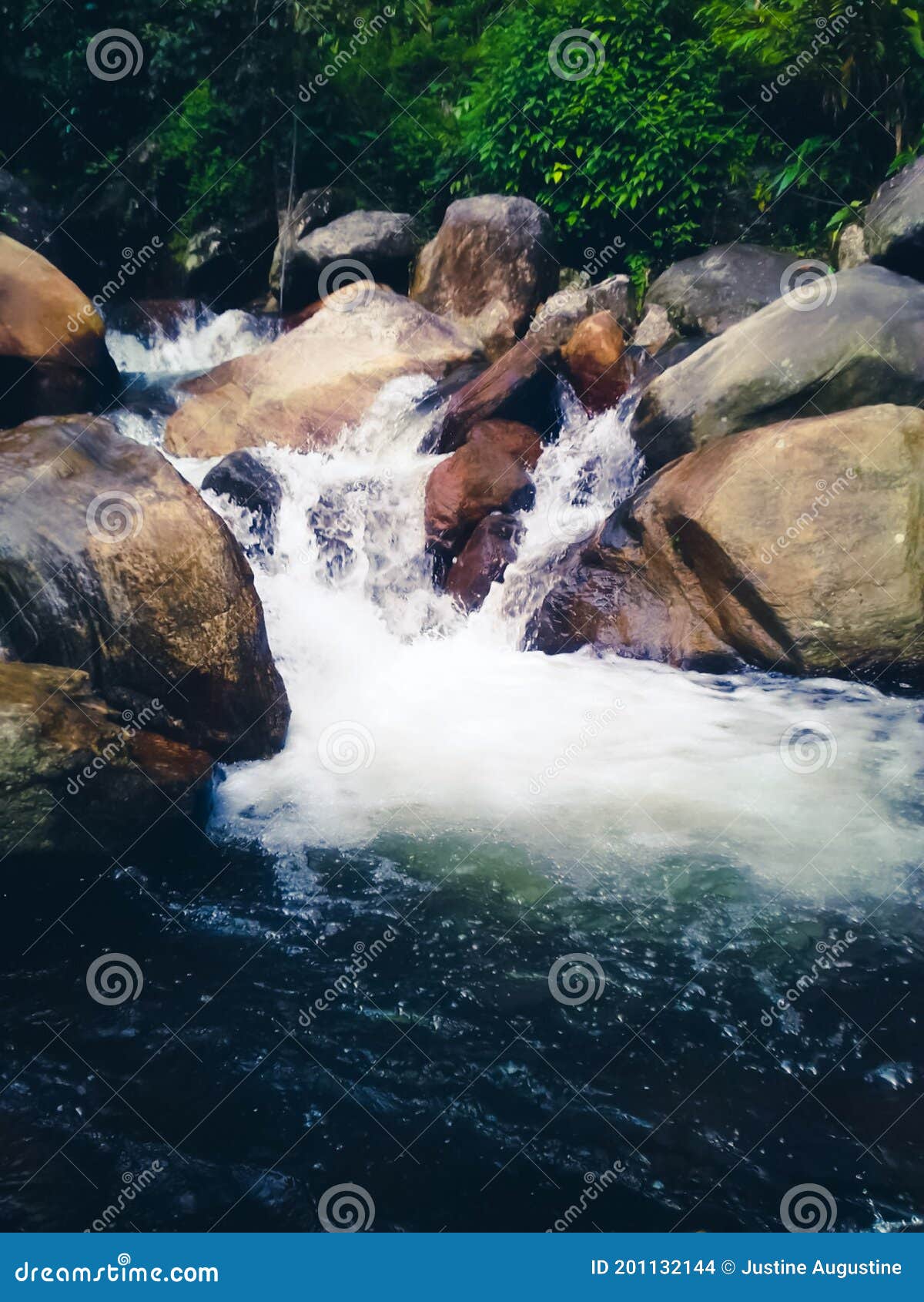 River flow in big rocks stock photo. Image of forest - 201132144