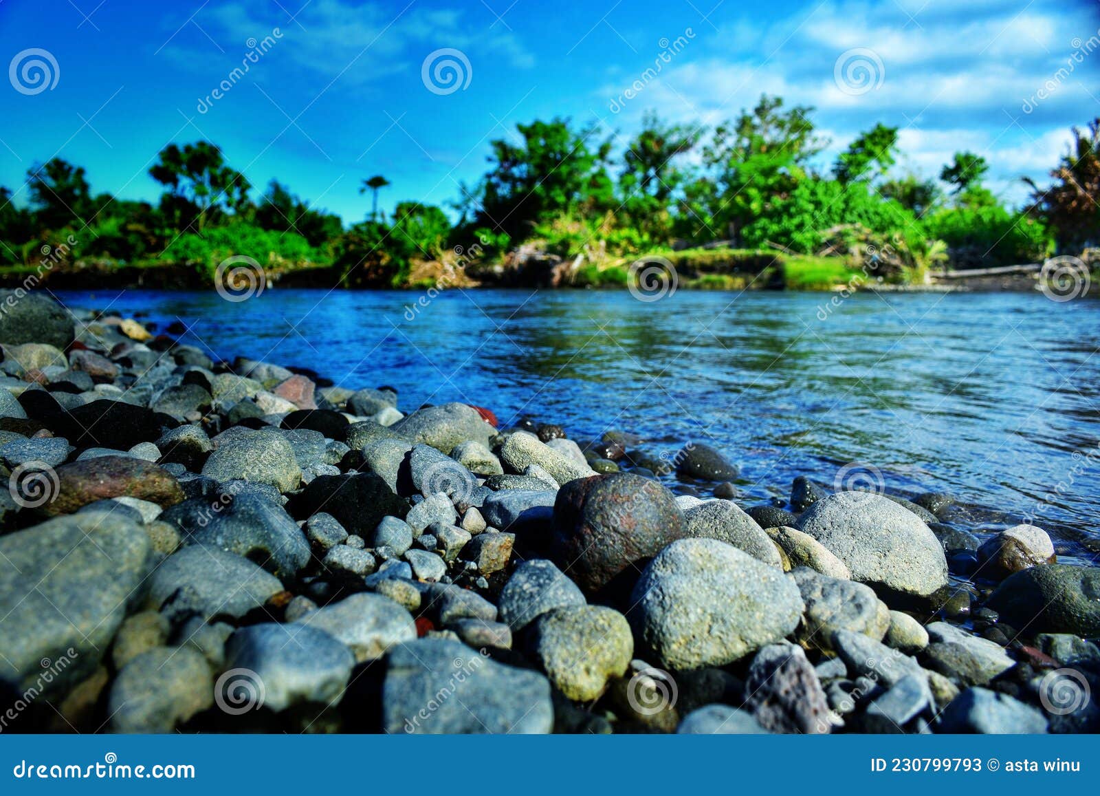 River Flow with Rocks Along Its Flow Stock Image - Image of wave, rock ...