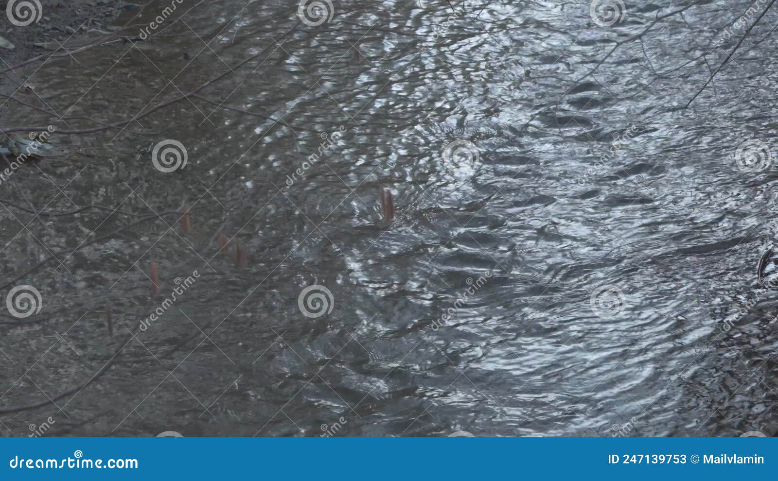 River Flow Surface with Small Ripples and Reflection. Stock Video ...