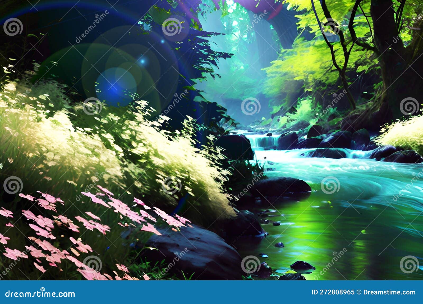 River and flowers stock image. Image of sunlight, flower - 272808965