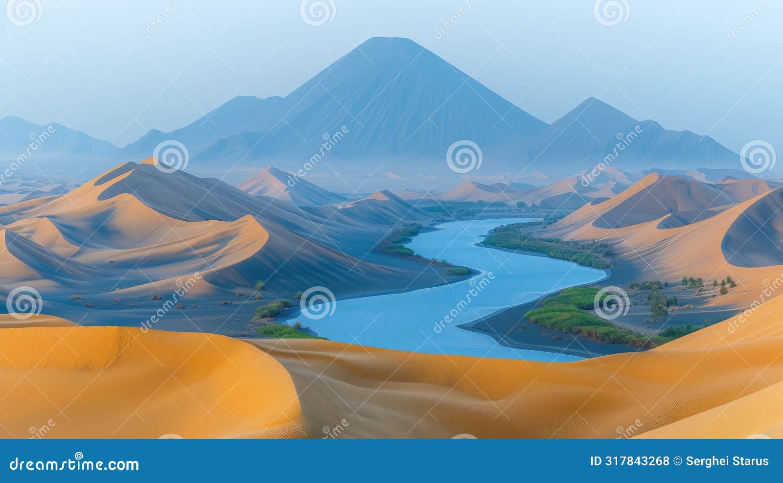 A River Flowing through a Desert Landscape with Mountains in the ...