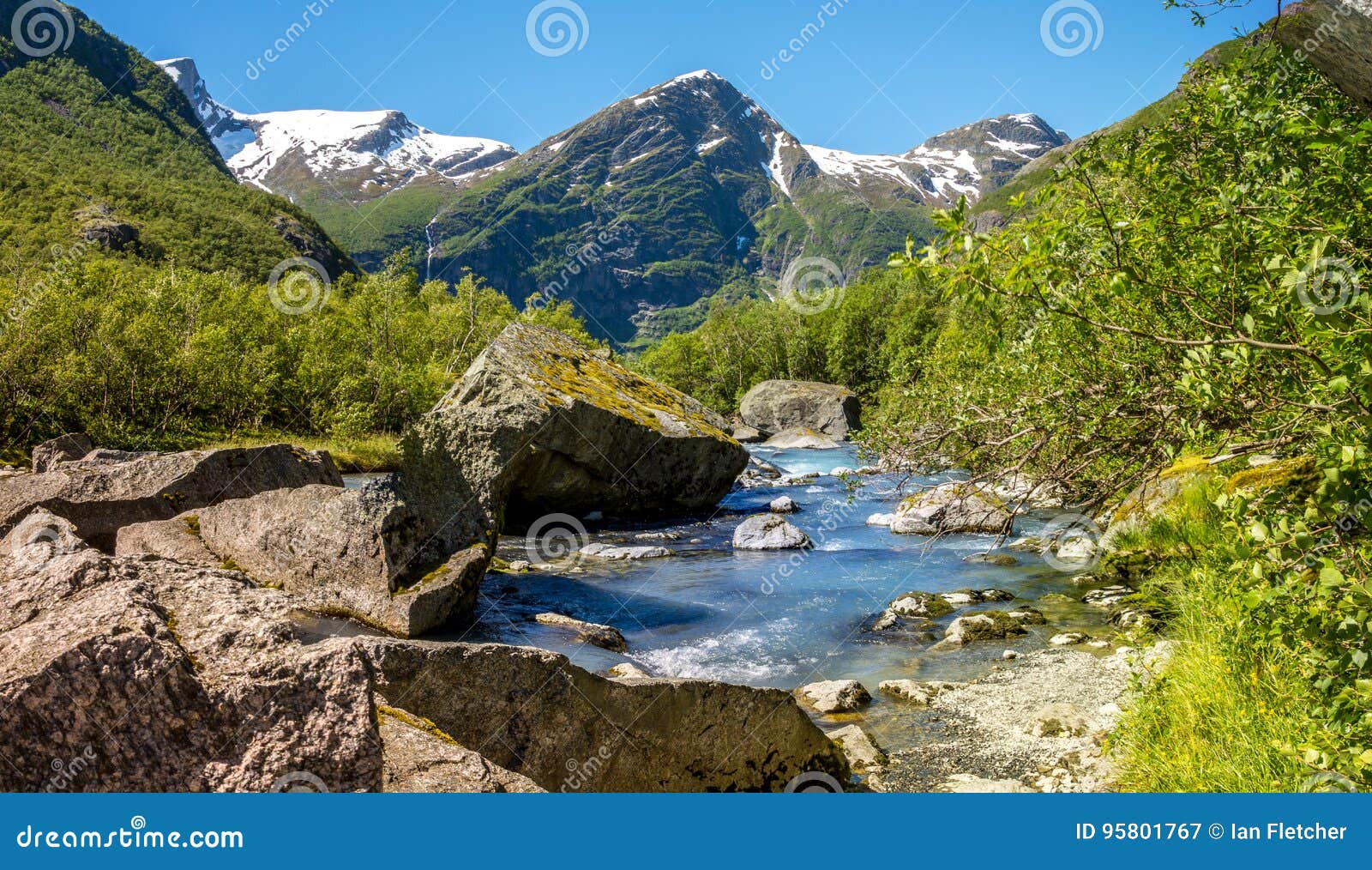 River flowing from glacier stock image. Image of panorama - 95801767