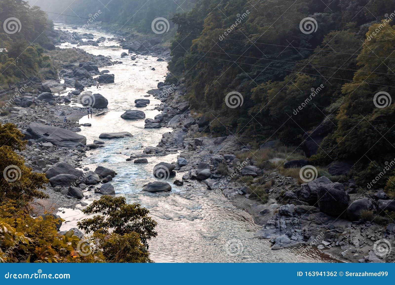 River Flowing through a Gorge in the Mountains during Sunset Stock ...
