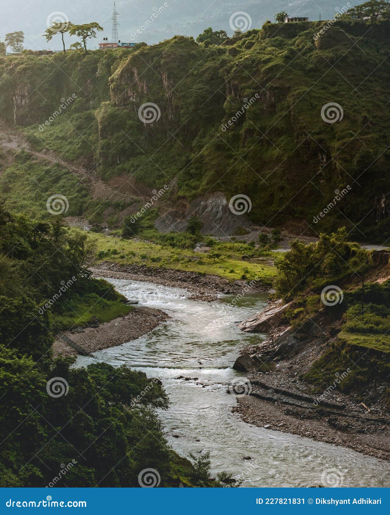 River Flowing through Hills . Stock Image - Image of green, beautiful ...