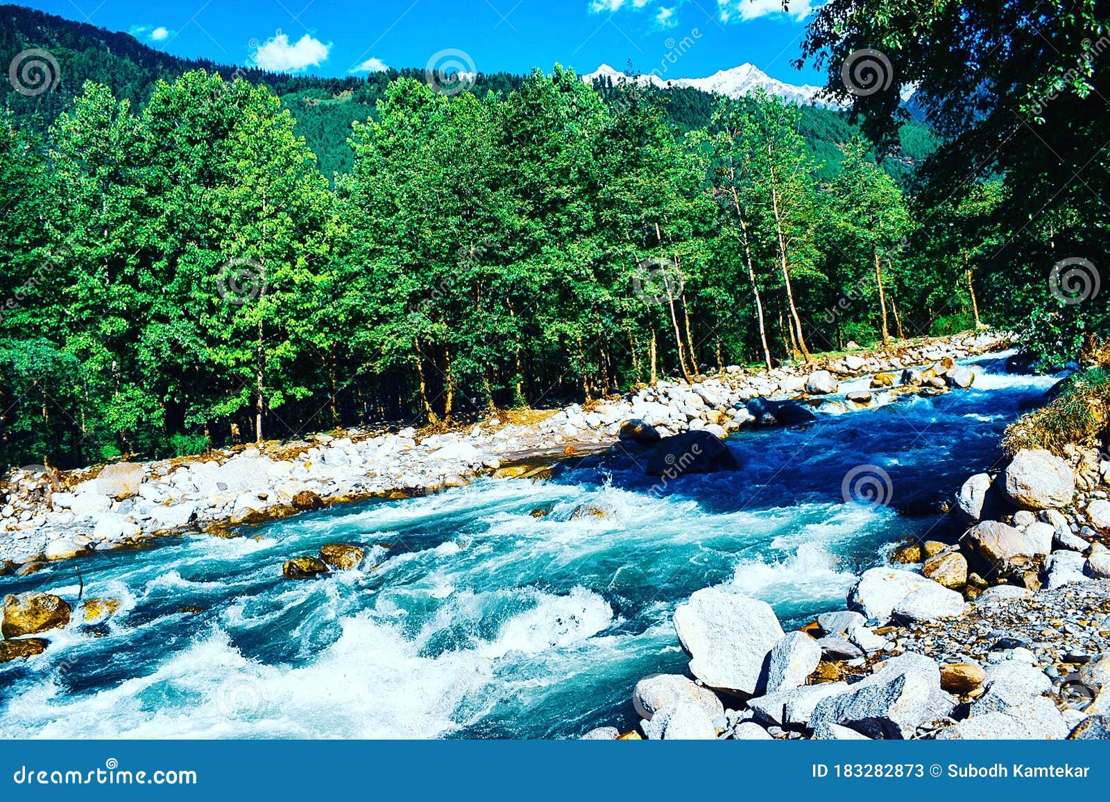 River Flowing through Himalayas in Manali, India. Stock Image - Image ...