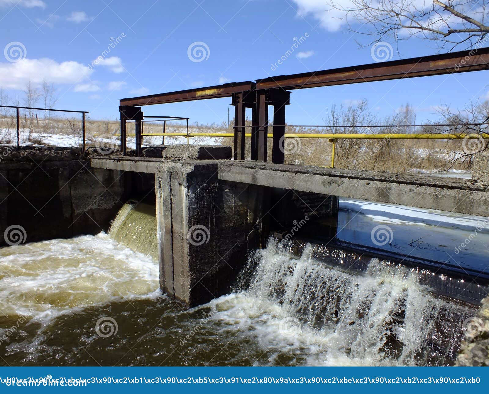 River Flowing Over Causeway Bridge in Spring Stock Photo - Image of ...