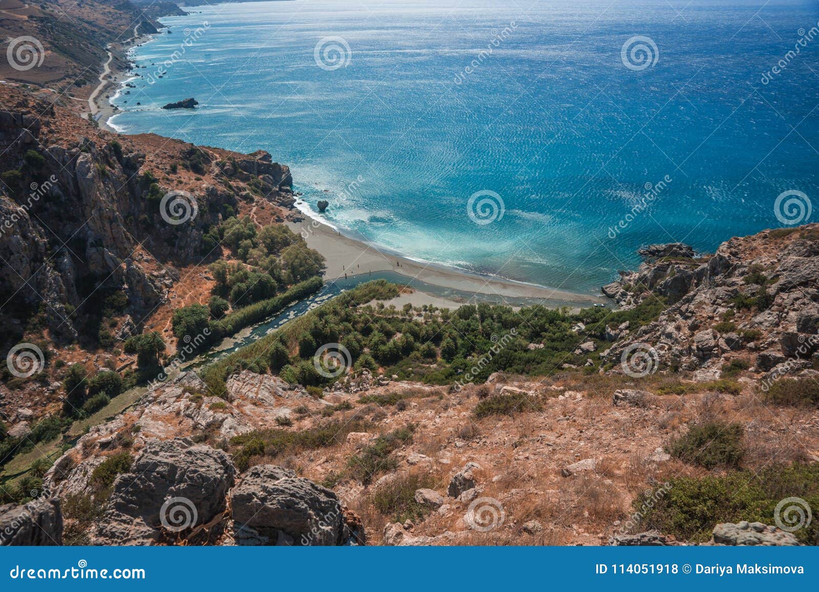 River Flowing into Sea at Preveli Beach Stock Photo - Image of ...