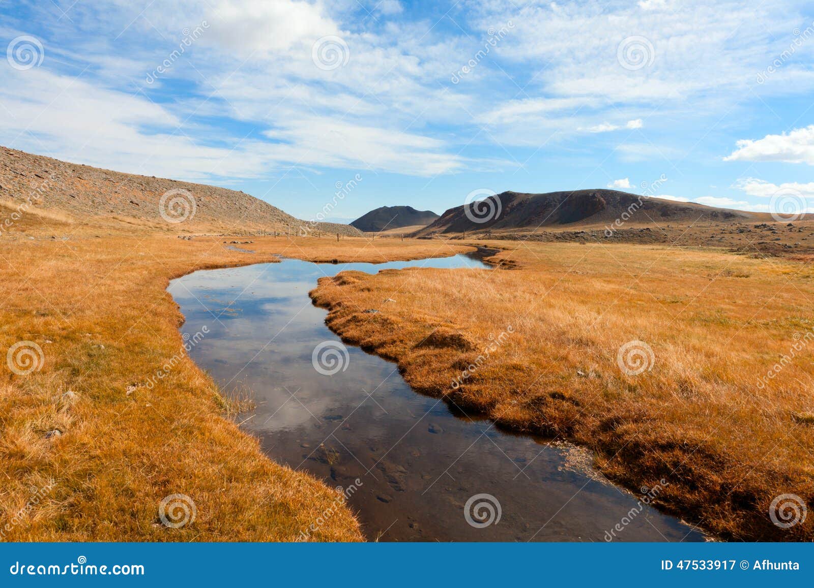 The River Flowing in the Steppe Stock Image - Image of mountain, nature ...