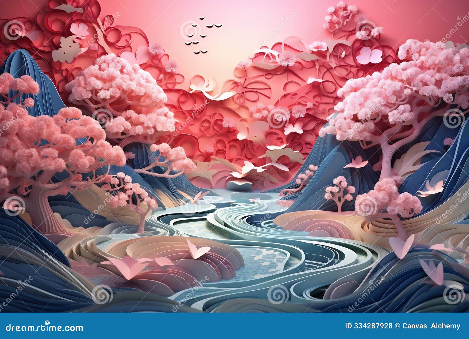 River Flowing through Tree-lined Landscape Stock Photo - Image of green ...