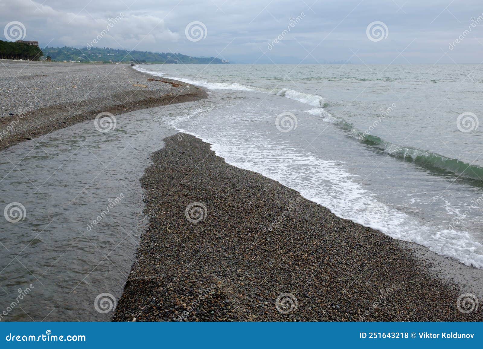 The River Flows into a Black Sea in Georgia. Stock Photo - Image of ...