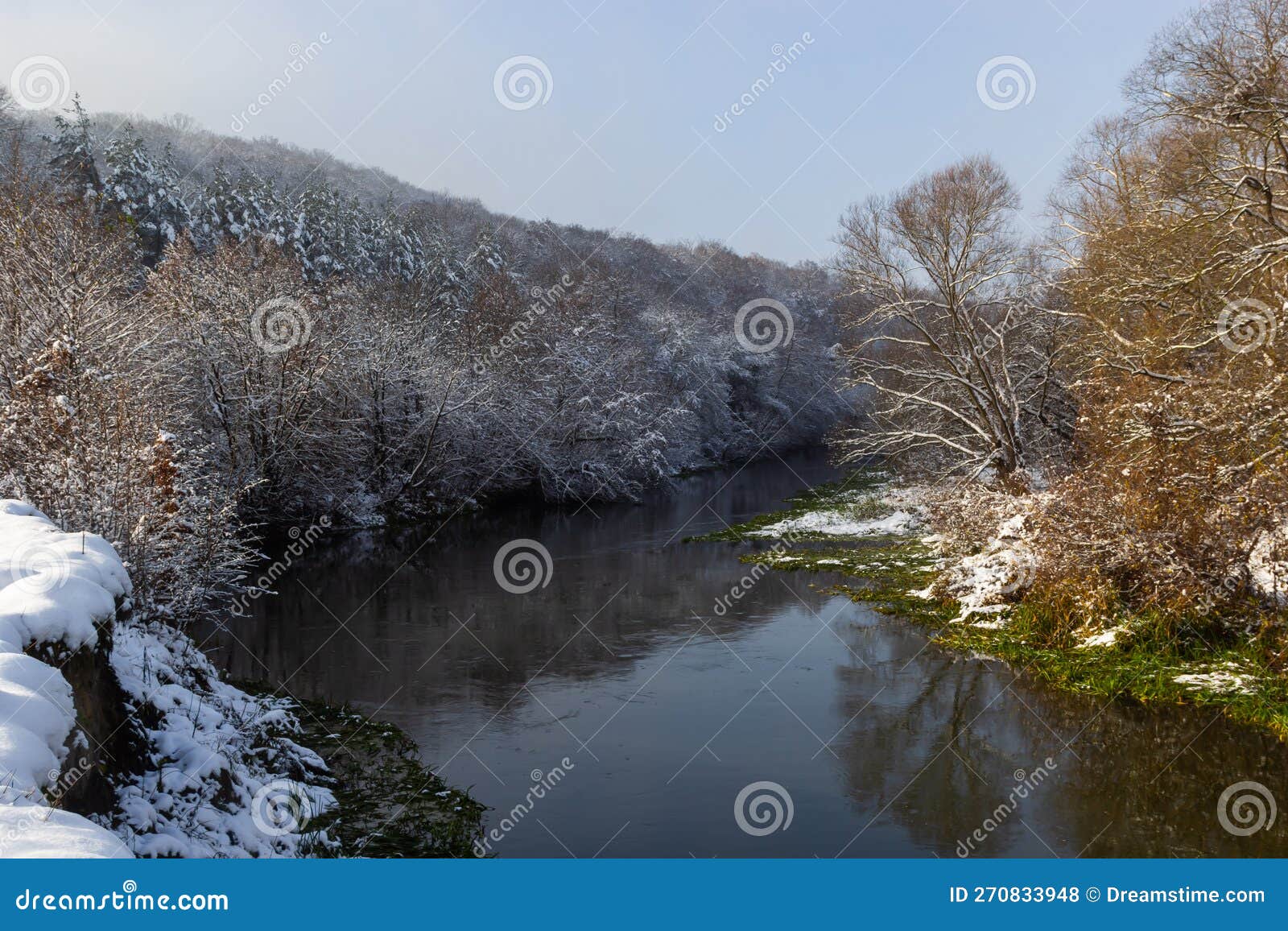 The River Flows through the Forest. in Late Fall in the Forest the ...