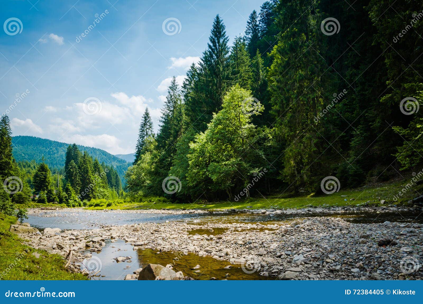 The River Flows between Green Mountains Stock Image - Image of plants ...