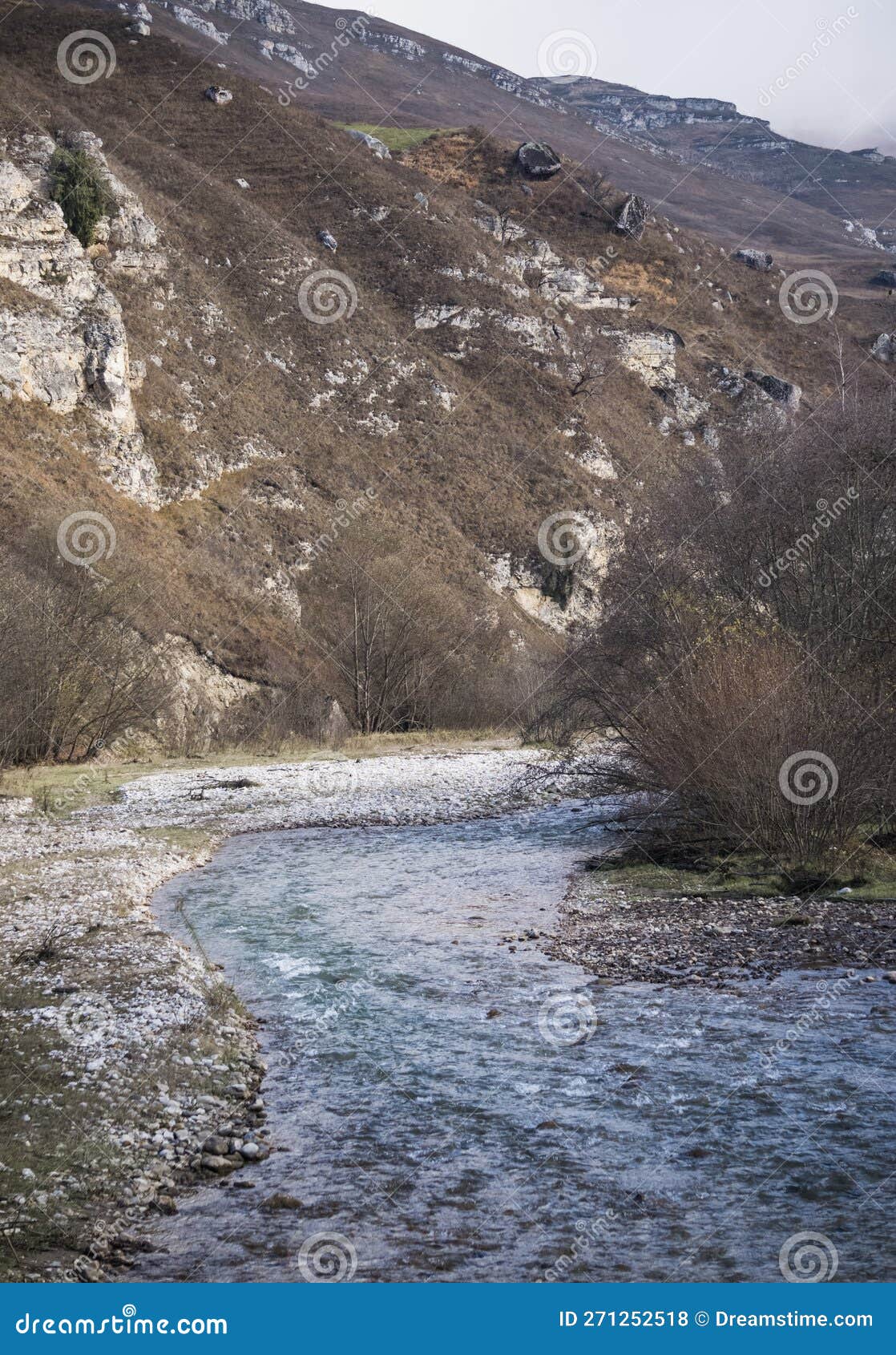 The River Flows in a Mountain Valley between the Ridges in Autumn ...