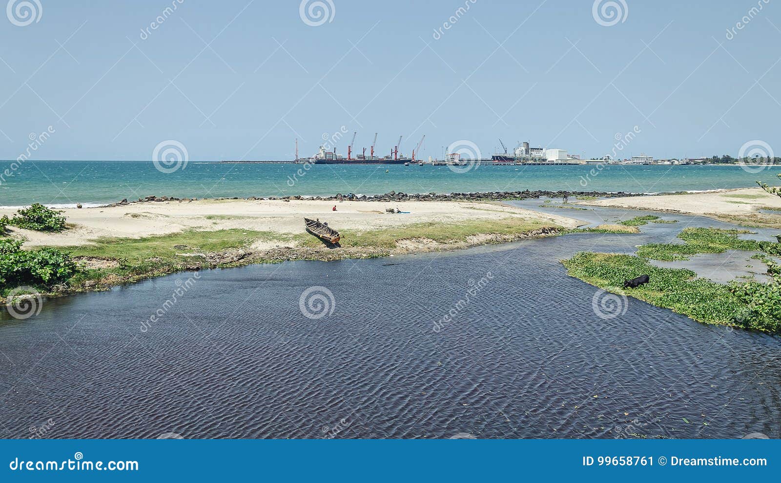 A River Flows into the Ocean Stock Image - Image of seaside, travel ...