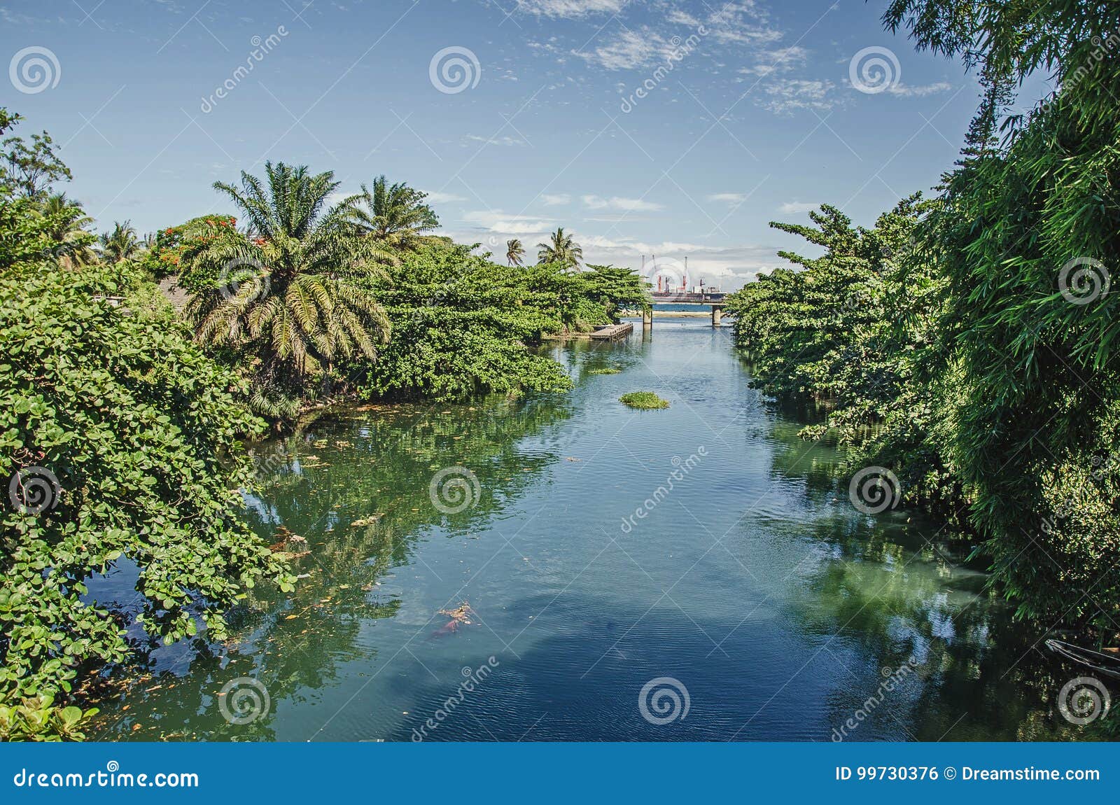 A River Flows into the Ocean Stock Photo - Image of current, village ...