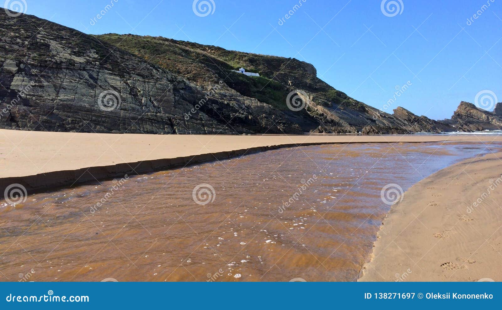River Flows into the Ocean, Stream Flows To the Sea Stock Image - Image ...