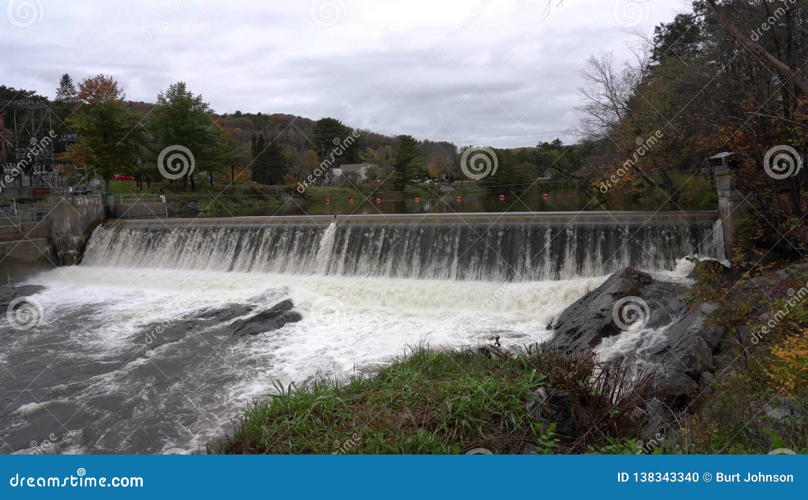 River Flows Over Power Generating Dam in Vermont Stock Footage - Video ...