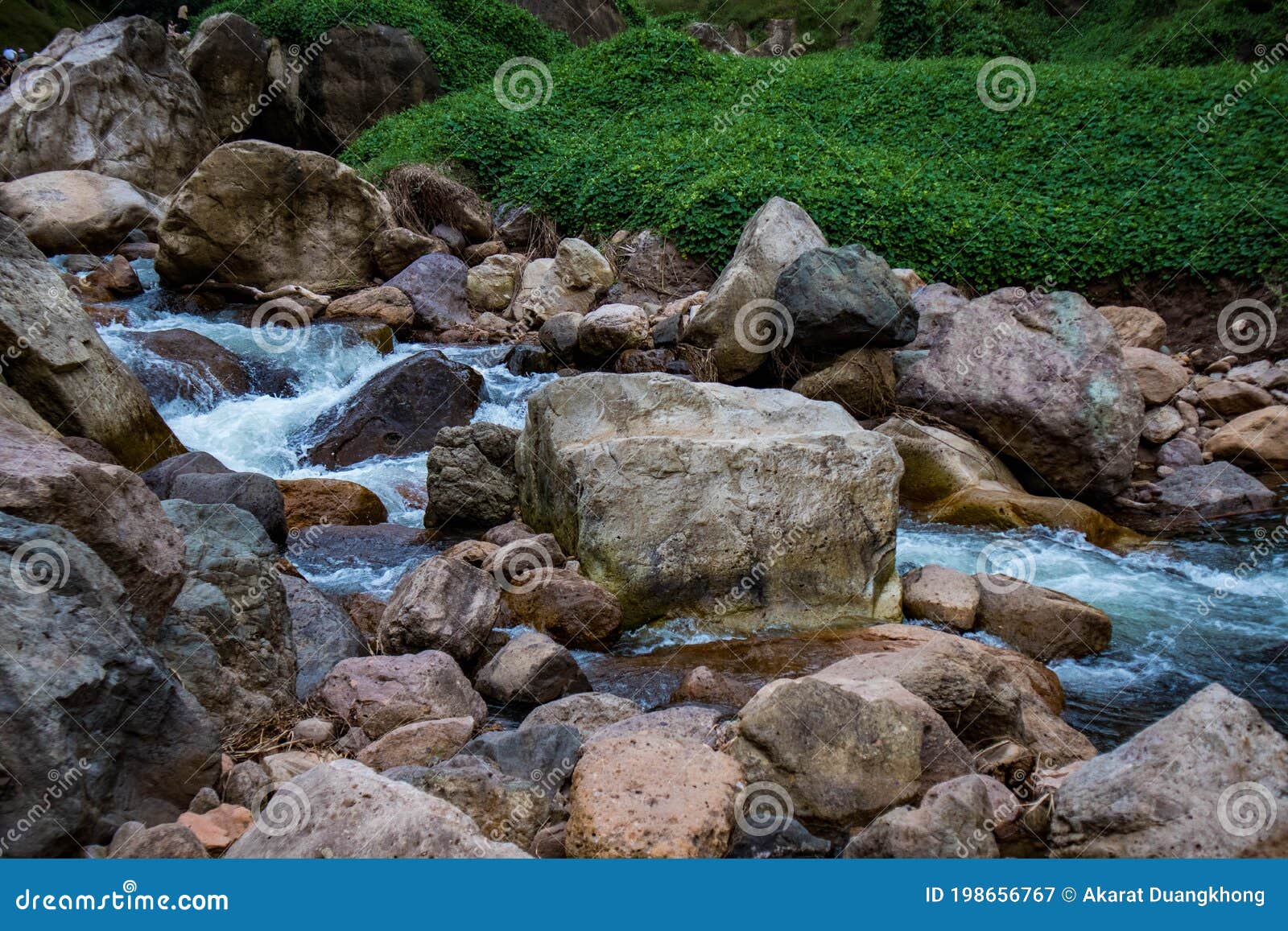 River Flows Over Rocks in this Beautiful Scene Stock Image - Image of ...