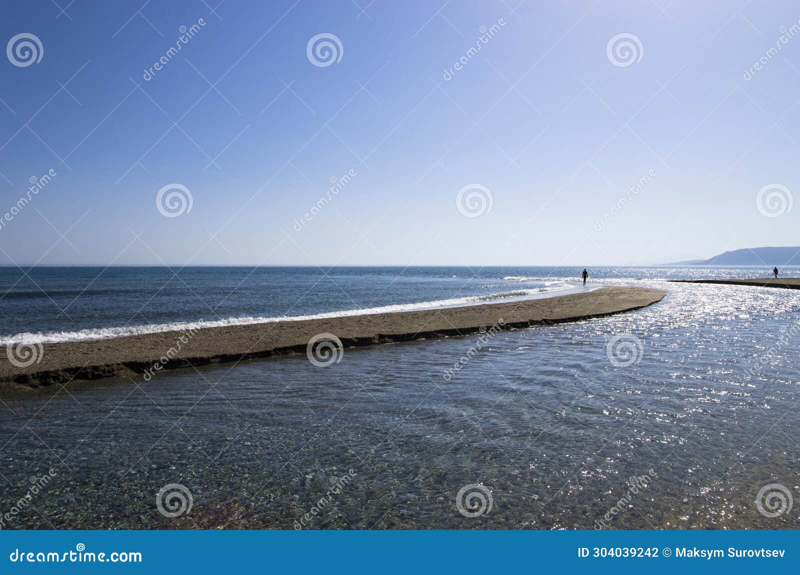 The River Flows into the Sea on the Beach Stock Photo - Image of ...