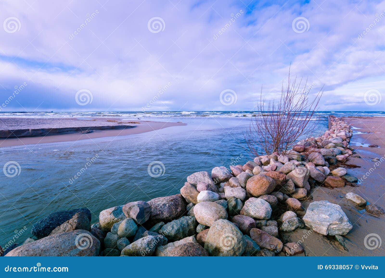 The River Flows into the Sea Stock Image - Image of beach, daytime ...