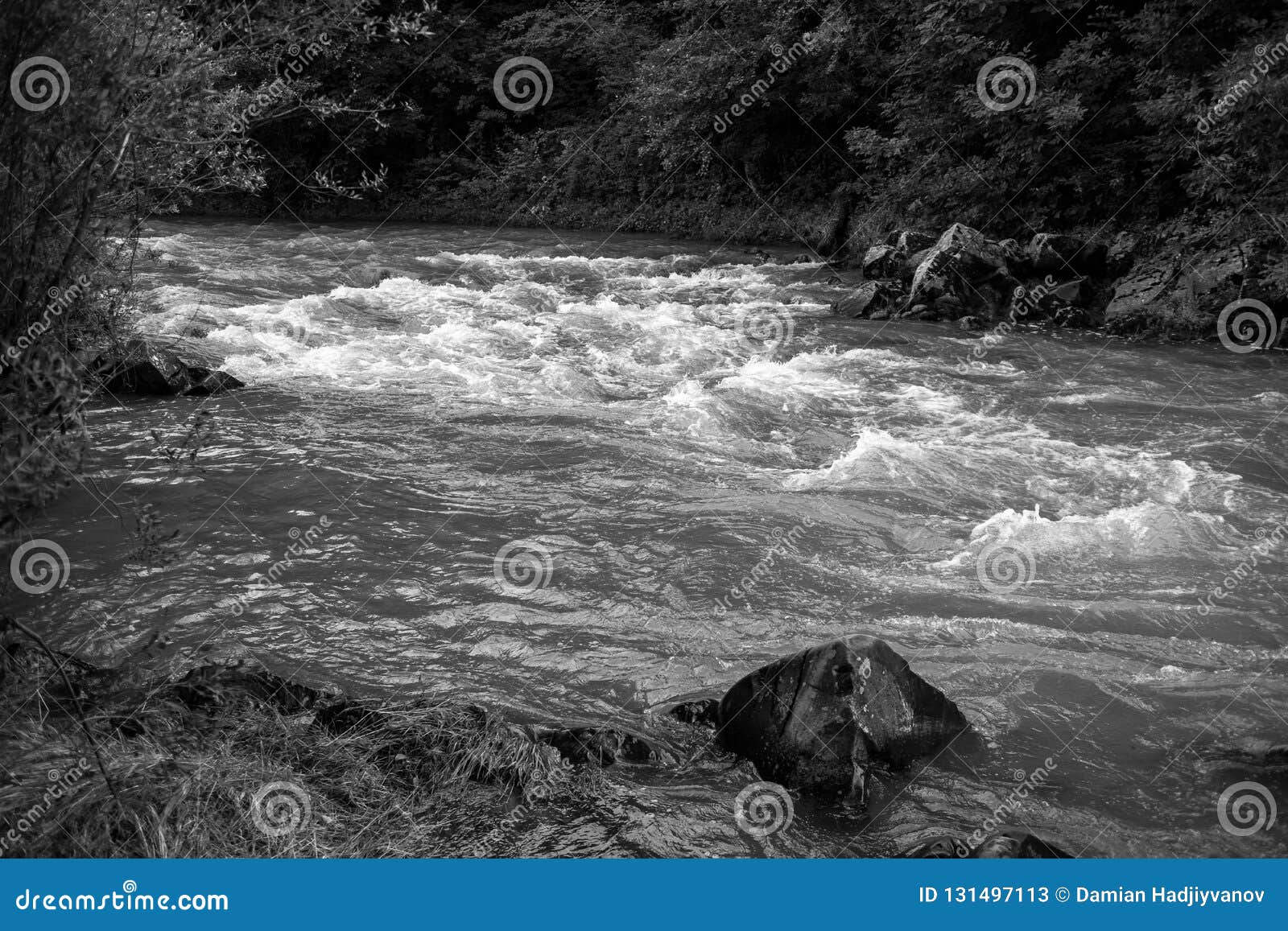 River Flows, Black and White Image Stock Image - Image of exposure ...