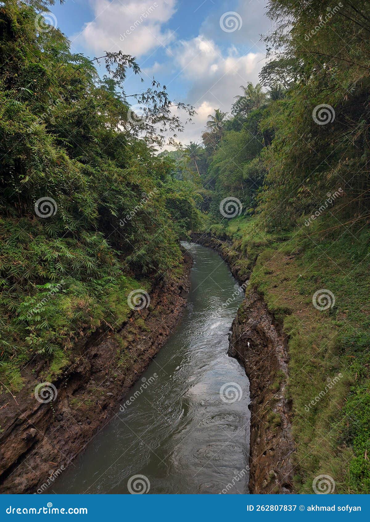 River Flows from Upstream in-between the Forest at Magelang Indonesia ...
