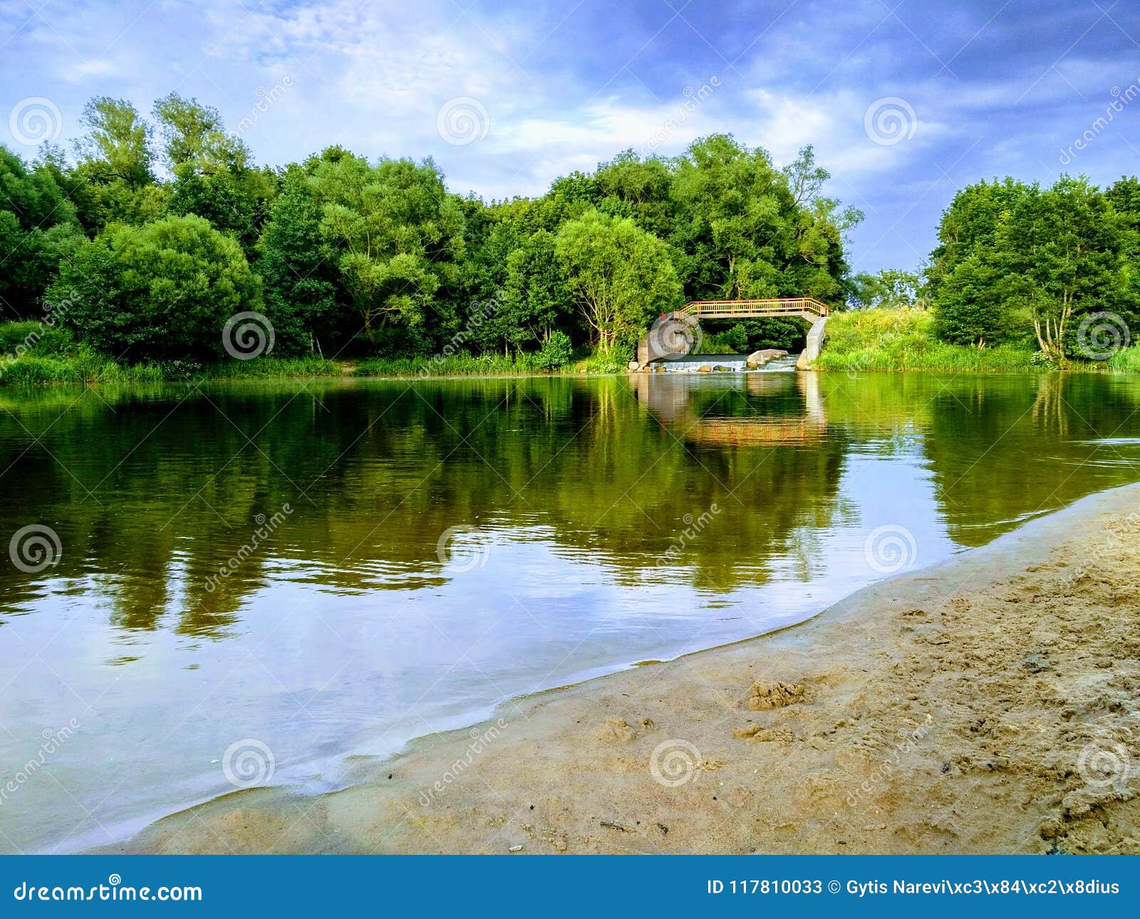 River Forest Bridge Evening Stock Image - Image of river, evening ...