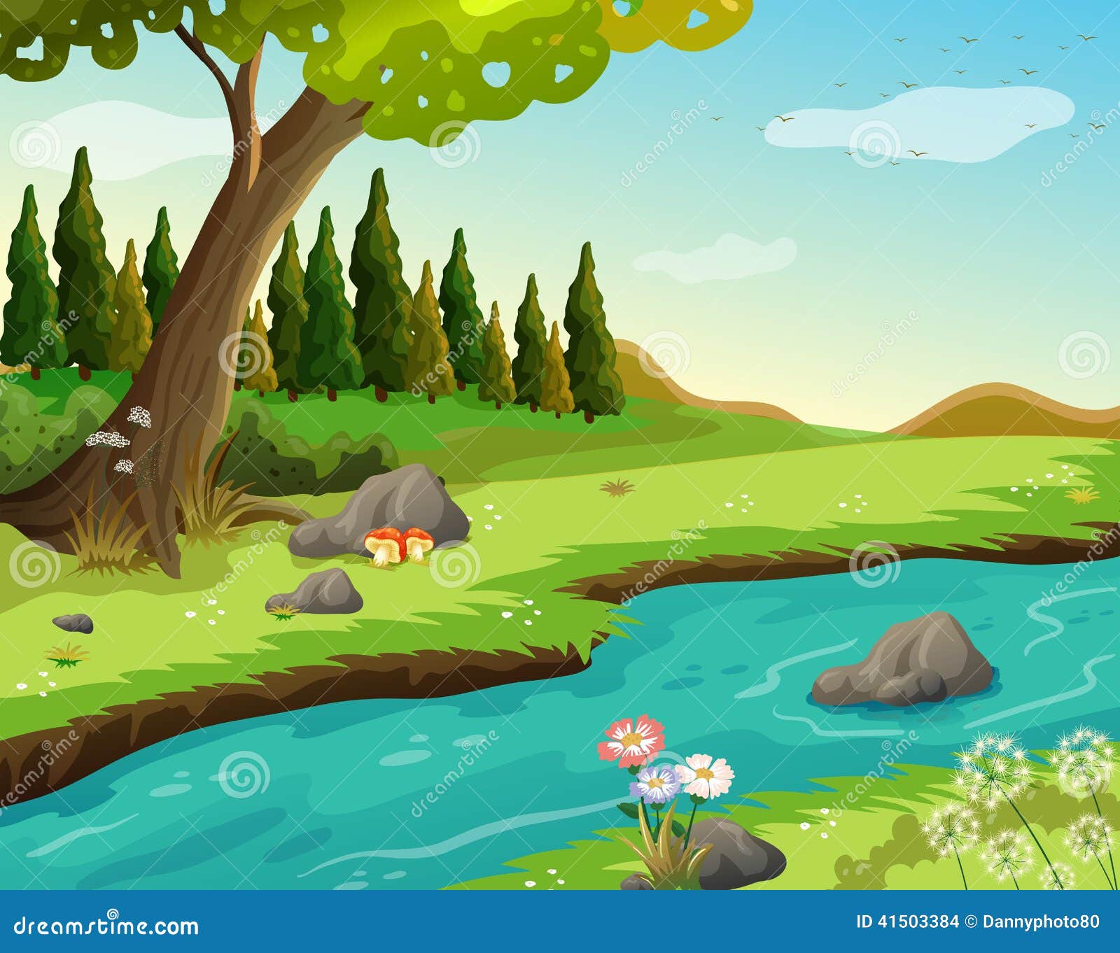 A river at the forest stock vector. Illustration of gift - 41503384