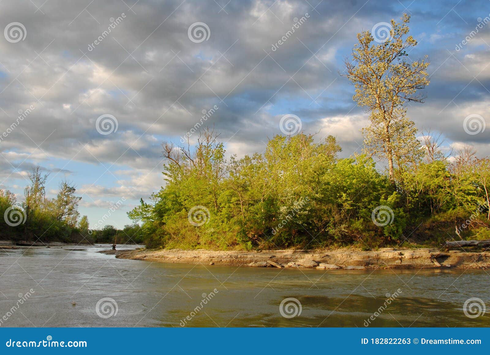 The River in the Forest , Ledge on the Urup River Sunset, Spring ...