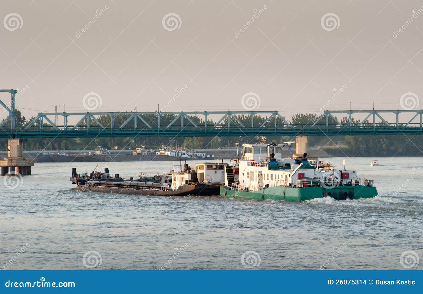 River freight traffic stock photo. Image of river, sunset - 26075314