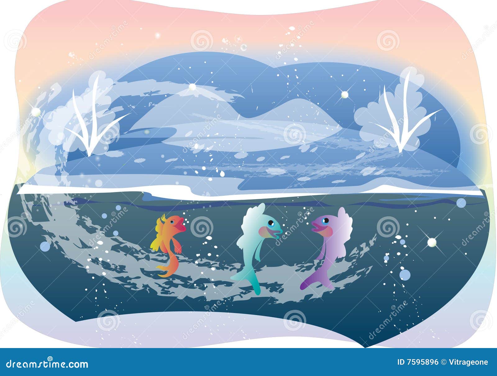 The river froze stock vector. Illustration of graphics - 7595896