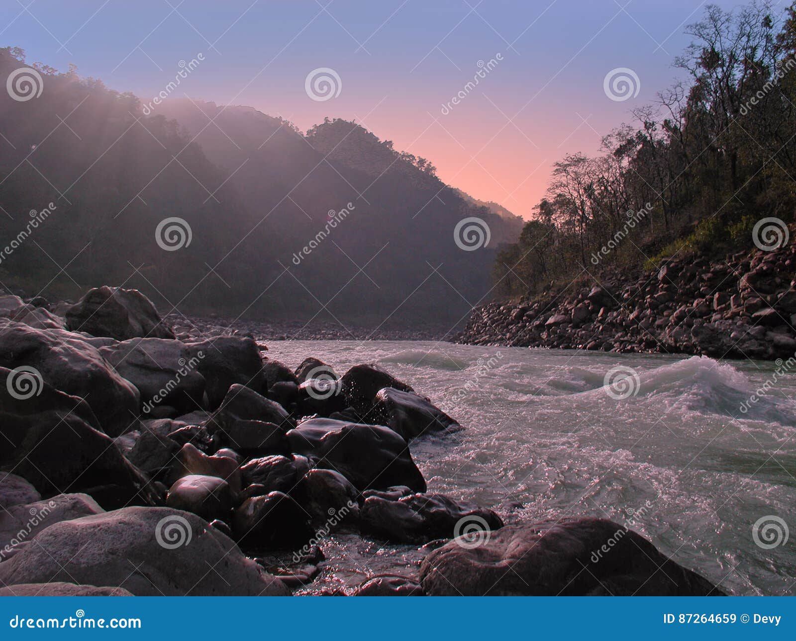 River Ganga / Ganges Flowing In Full Force At Triveni Ghat, Rishikesh ...