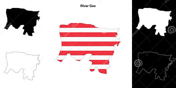 River Gee outline map stock illustration. Illustration of counties ...