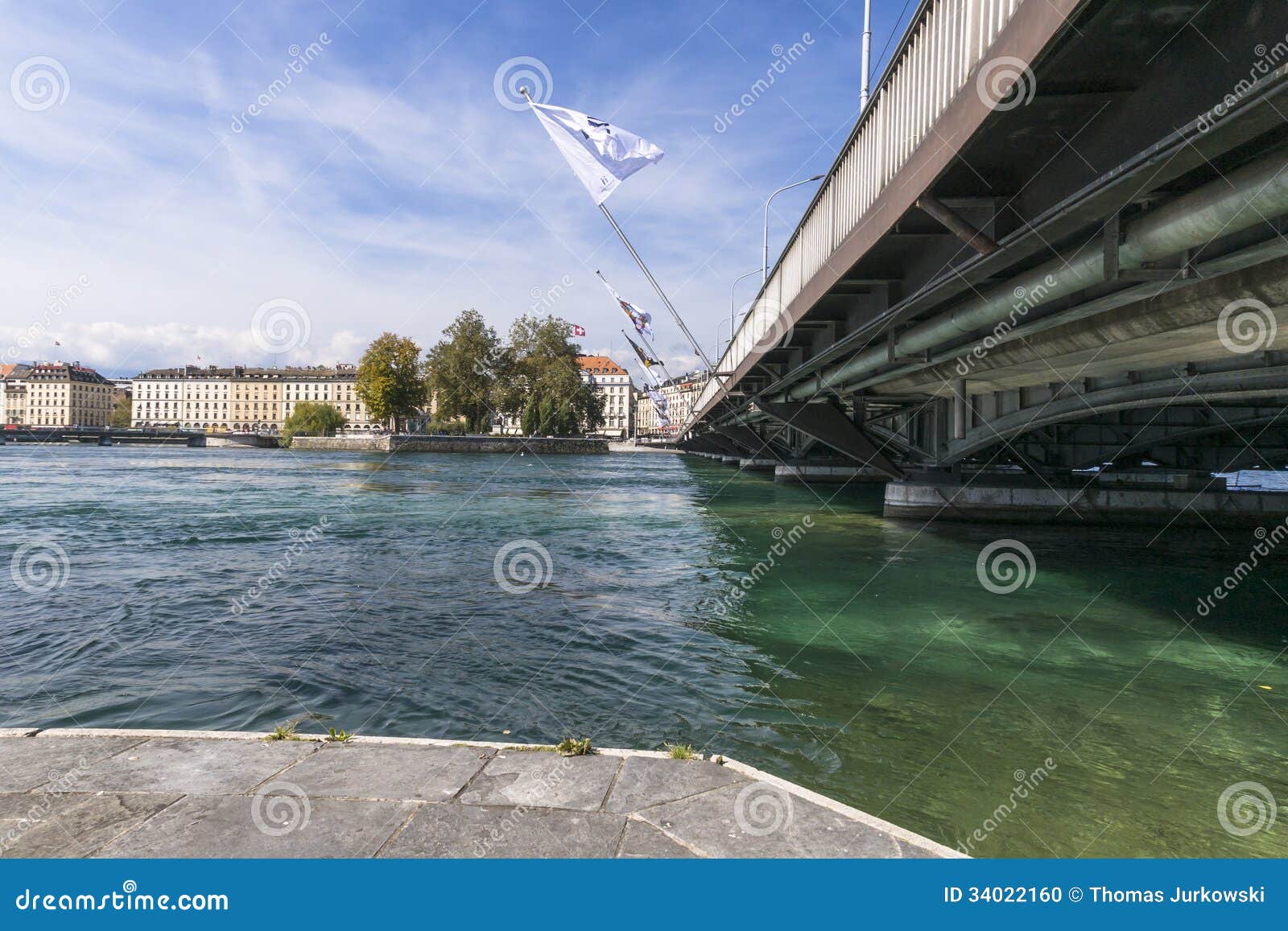 River in geneva stock photo. Image of zone, flag, river - 34022160
