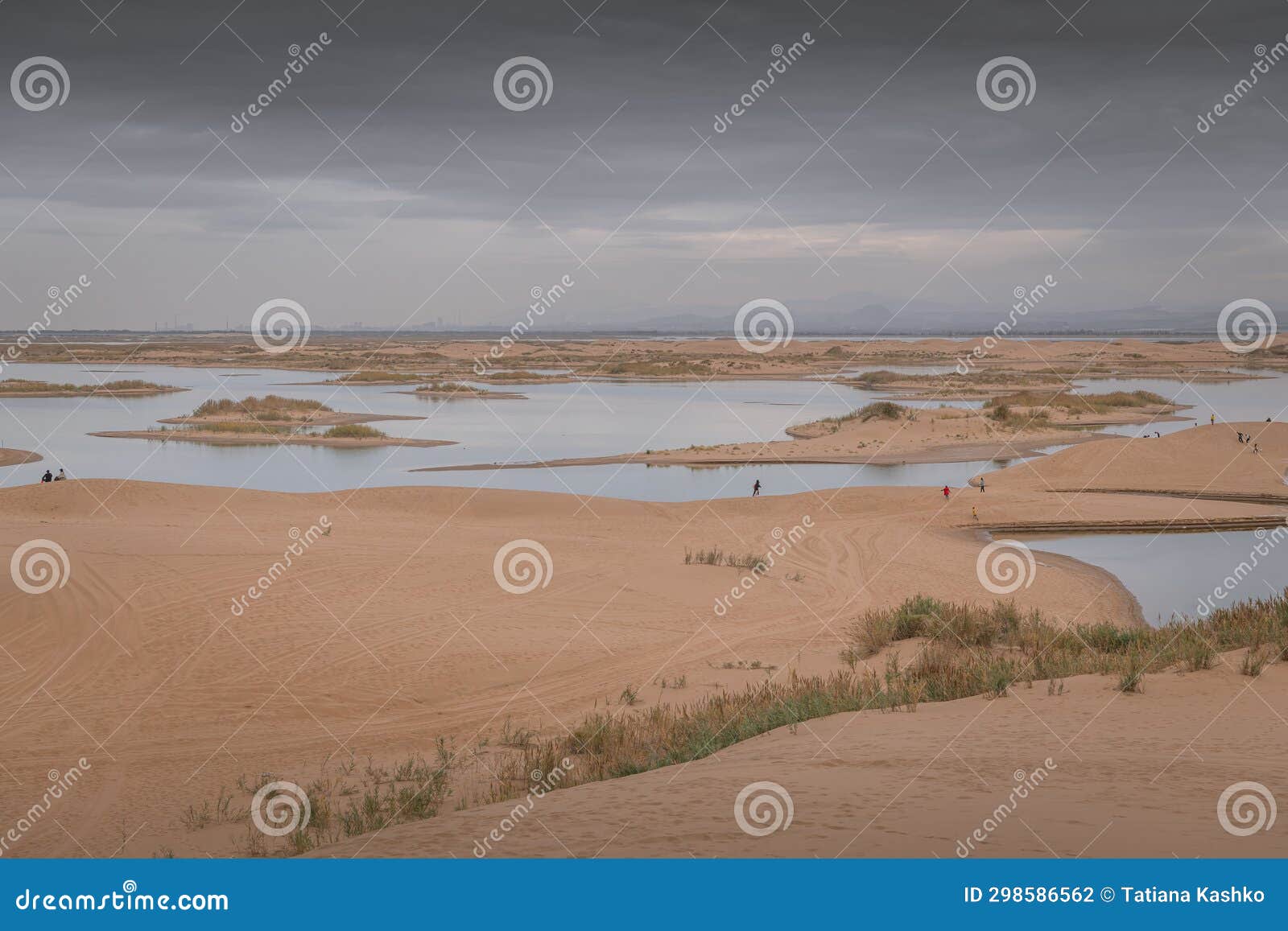 The River Going through the Desert in Wuhai, Inner Mongolia, China ...