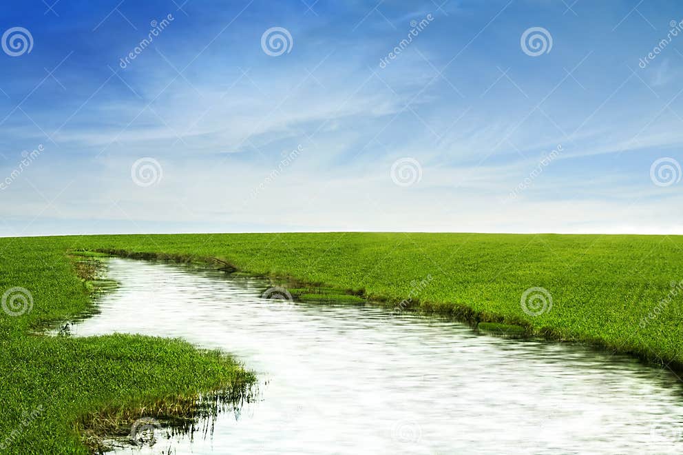 River in the grass field stock image. Image of daydream - 22442199
