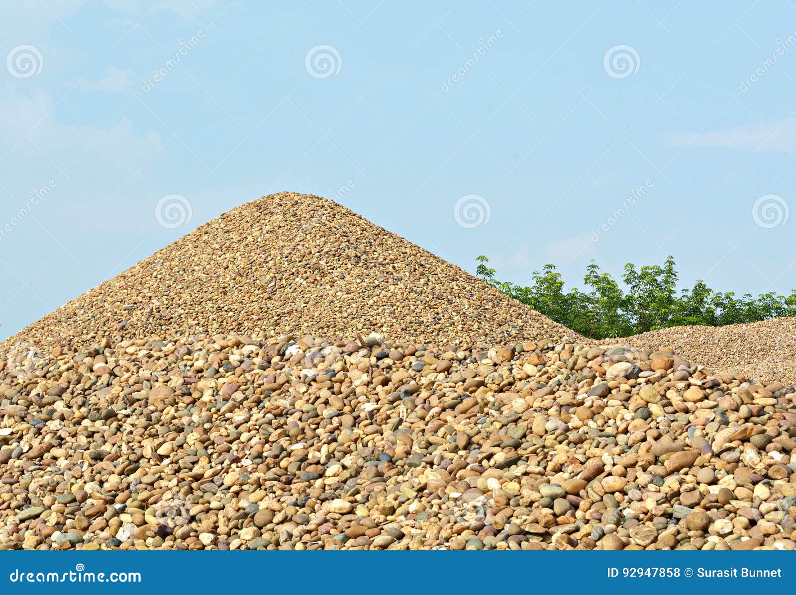 River gravel pile stock photo. Image of outside, lined - 92947858