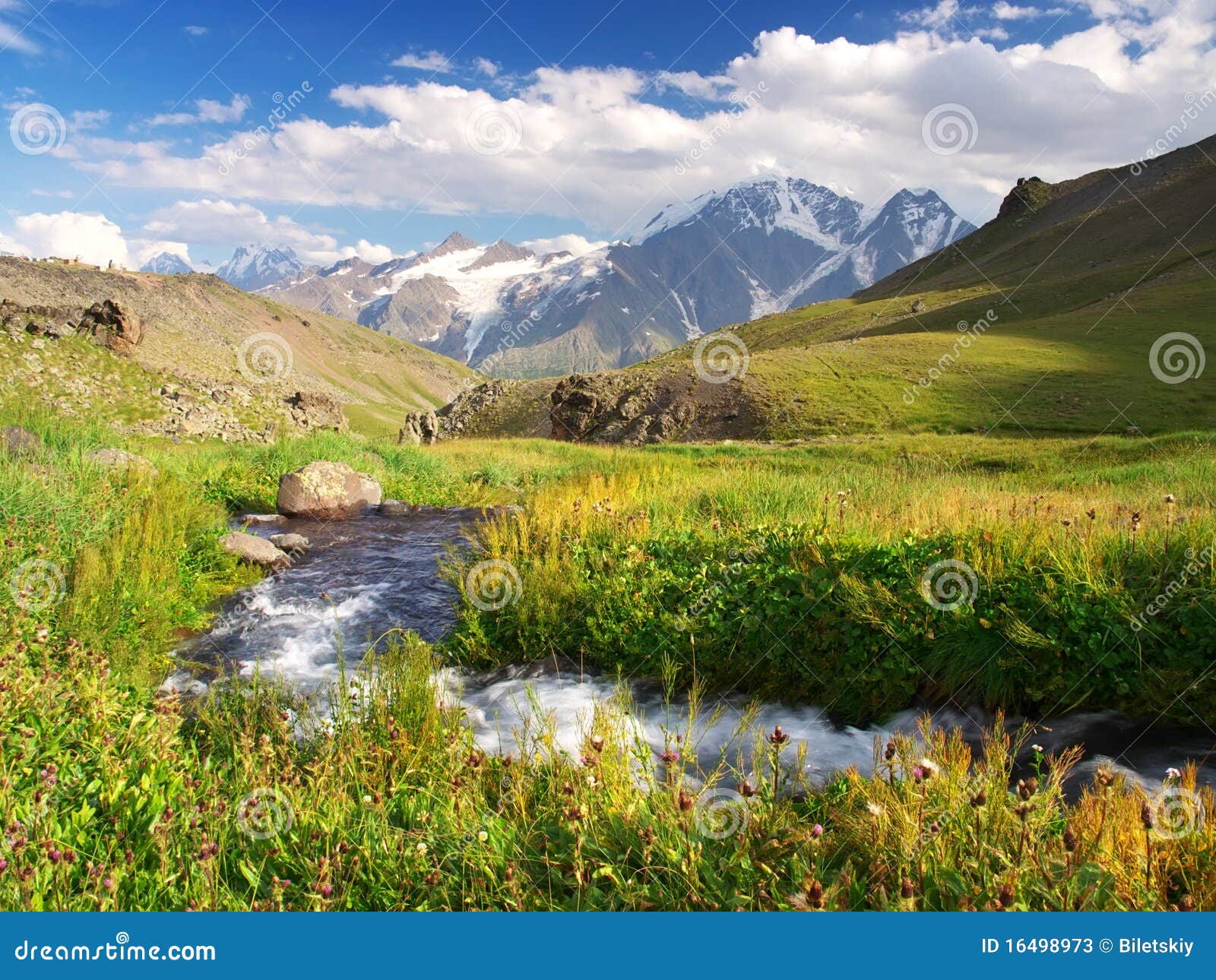 River on green meadow stock image. Image of landscape - 16498973